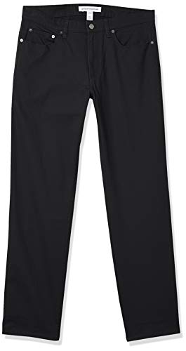 Amazon Essentials Men's Relaxed-Fit 5-Pocket Stretch Twill Pant, Black, 40W x 30L