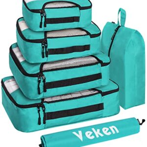 6 Set Packing Cubes for Suitcases, Travel Organizer Bags for Carry on Luggage, Veken Suitcase Organizer Bags Set for Travel Essentials Travel Accessories in 4 Sizes(Extra Large, Large, Medium, Small)