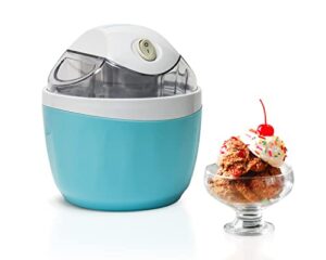 nostalgia electric ice cream maker - old fashioned soft serve ice cream machine makes frozen yogurt or gelato in minutes - fun kitchen appliance - modern style - blue - 1 pint