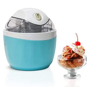 Nostalgia Electric Ice Cream Maker - Old Fashioned Soft Serve Ice Cream Machine Makes Frozen Yogurt or Gelato in Minutes - Fun Kitchen Appliance - Modern Style - Blue - 1 Pint