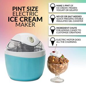 Nostalgia Electric Ice Cream Maker - Old Fashioned Soft Serve Ice Cream Machine Makes Frozen Yogurt or Gelato in Minutes - Fun Kitchen Appliance - Modern Style - Blue - 1 Pint