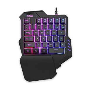 redthunder one handed gaming keyboard rgb backlit 35 keys portable mini gaming keypad ergonomic game controller for pc gamer