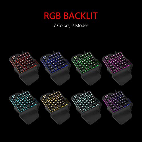 RedThunder One Handed Gaming Keyboard RGB Backlit 35 Keys Portable Mini Gaming Keypad Ergonomic Game Controller for PC Gamer