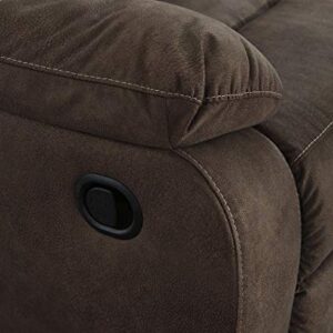 Signature Design by Ashley Bolzano Faux Leather Double Seat Manual Reclining Sofa, Brown