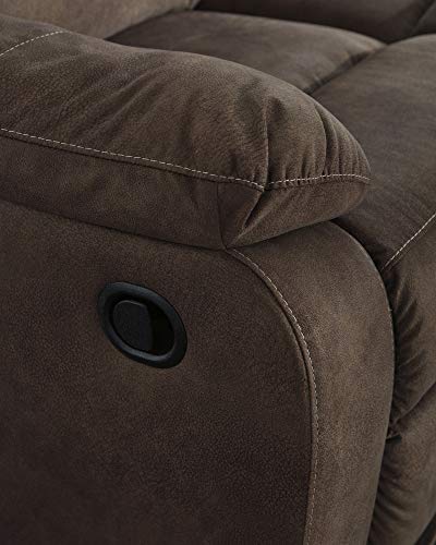 Signature Design by Ashley Bolzano Faux Leather Double Seat Manual Reclining Sofa, Brown