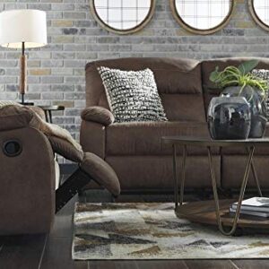 Signature Design by Ashley Bolzano Faux Leather Double Seat Manual Reclining Sofa, Brown