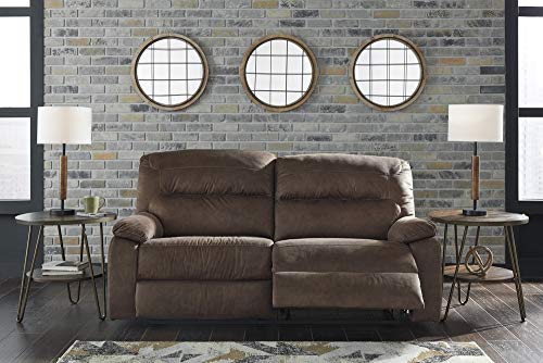 Signature Design by Ashley Bolzano Faux Leather Double Seat Manual Reclining Sofa, Brown