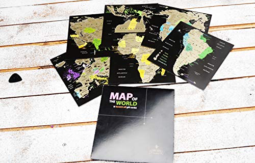 Scratch off map World Scratch card Greeting Cards Detailed 6 Continents wall map Scratch Card Black Gold Push Pin map for Travelers personalized by Mymap