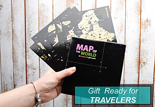 Scratch off map World Scratch card Greeting Cards Detailed 6 Continents wall map Scratch Card Black Gold Push Pin map for Travelers personalized by Mymap