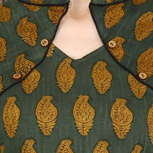 Ramkudi Indian Women's Printed Cotton Kurti Green Top