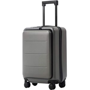 coolife luggage suitcase piece set carry on abs+pc spinner trolley with pocket compartmnet weekend bag (titanium gray, 20in(carry on))