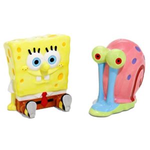 spongebob squarepants salt & pepper shaker set - spongebob and gary figure designs - ceramic