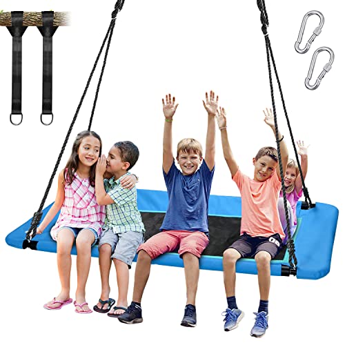 Trekassy 700lb Giant 60" Platform Tree Swing for Kids and Adults Waterproof 2 Hanging Straps (Blue)