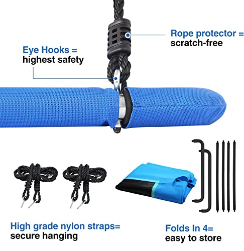 Trekassy 700lb Giant 60" Platform Tree Swing for Kids and Adults Waterproof 2 Hanging Straps (Blue)