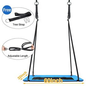 Trekassy 700lb Giant 60" Platform Tree Swing for Kids and Adults Waterproof 2 Hanging Straps (Blue)