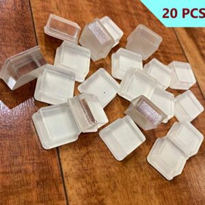 Clear Tall Square Adhesive Rubber Bumper Pads - Rubber Feet for Speakers, Electronics, Furniture, Appliances, Audio Equipment - 20 Pieces