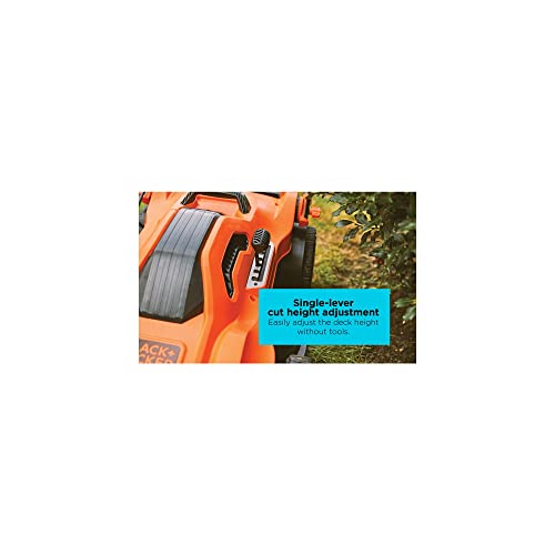 BLACK+DECKER Electric Lawn Mower, 13-Amp, Corded (BEMW213), 20", Orange