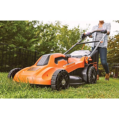 BLACK+DECKER Electric Lawn Mower, 13-Amp, Corded (BEMW213), 20", Orange