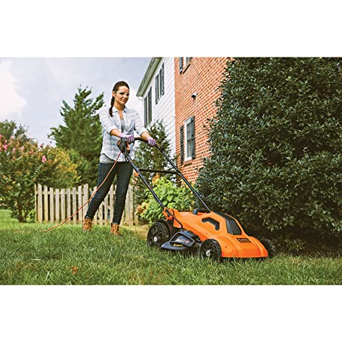 BLACK+DECKER Electric Lawn Mower, 13-Amp, Corded (BEMW213), 20", Orange