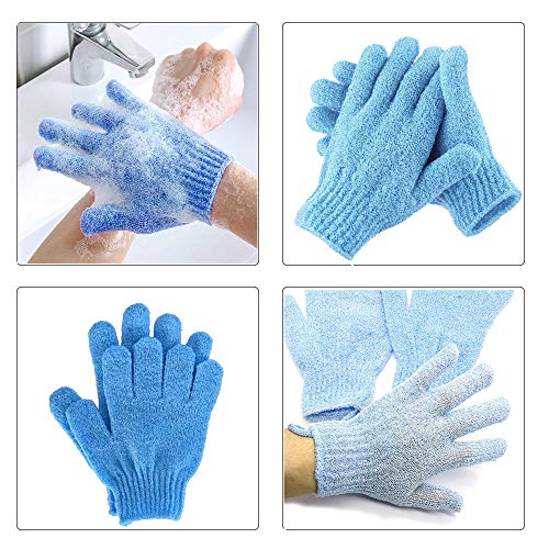 Exfoliating Face And Body Wash Cloths Towel With Exfoliating Gloves Towel Scrub Set Dual-Sided Soft-Weave Scrub Towel Cloth For Men And Women, Remove Dead Skin,Set Of 7