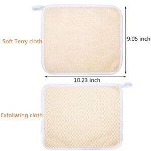 Exfoliating Face And Body Wash Cloths Towel With Exfoliating Gloves Towel Scrub Set Dual-Sided Soft-Weave Scrub Towel Cloth For Men And Women, Remove Dead Skin,Set Of 7