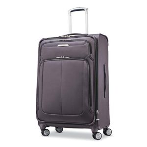 samsonite solyte dlx softside expandable luggage with spinner wheels, mineral grey, checked-medium 25-inch