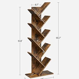 VASAGLE , 8-Tier Floor Standing Tree Bookshelf, with Shelves for Living Room, Home Office, Rustic Brown ULBC11BX