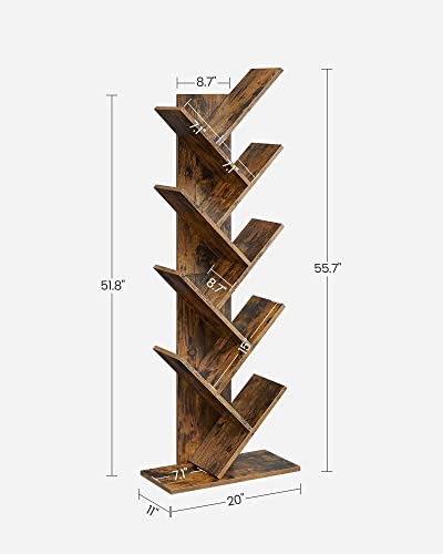 VASAGLE , 8-Tier Floor Standing Tree Bookshelf, with Shelves for Living Room, Home Office, Rustic Brown ULBC11BX