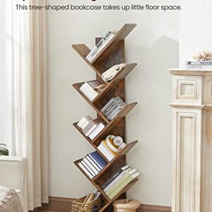 VASAGLE , 8-Tier Floor Standing Tree Bookshelf, with Shelves for Living Room, Home Office, Rustic Brown ULBC11BX