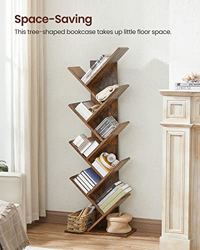 VASAGLE , 8-Tier Floor Standing Tree Bookshelf, with Shelves for Living Room, Home Office, Rustic Brown ULBC11BX