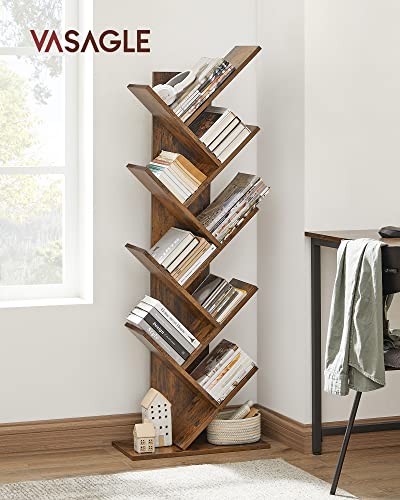 VASAGLE , 8-Tier Floor Standing Tree Bookshelf, with Shelves for Living Room, Home Office, Rustic Brown ULBC11BX