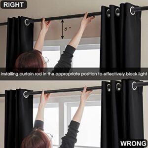 Rutterllow Room Darkening Blackout Curtains for Bedroom 2 Panel,Grommet Top(42x63 Inch, Black)