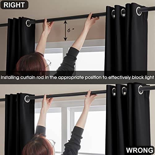 Rutterllow Room Darkening Blackout Curtains for Bedroom 2 Panel,Grommet Top(42x63 Inch, Black)