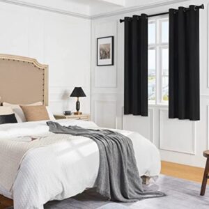 Rutterllow Room Darkening Blackout Curtains for Bedroom 2 Panel,Grommet Top(42x63 Inch, Black)