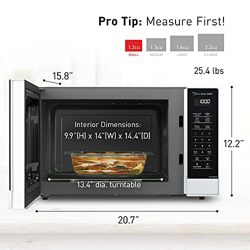 Panasonic NN-SN65KW Microwave Oven with Inverter Technology, 1200W, 1.2 cu.ft. Small Genius Sensor One-Touch Cooking, Popcorn Button, Turbo Defrost-NN-SN65KW-(White)