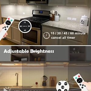 SZOKLED 20LED Under Cabinet Lights Remote Control, Dimmable Under Cabinet Lighting Wireless, Rechargeable Under Counter Lights for Kitchen, Shelf, Hallway, Display, Stairs, Multiple Colors 4 Pack