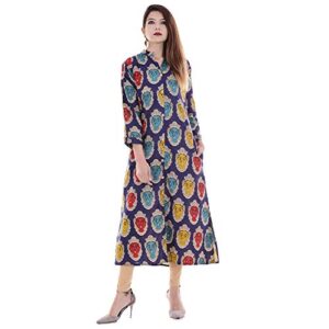 ramkudi indian women's printed cotton kurti multicolor top