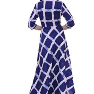 Ramkudi Indian Women's Checks Cotton Kurti Top (Navy Blue)