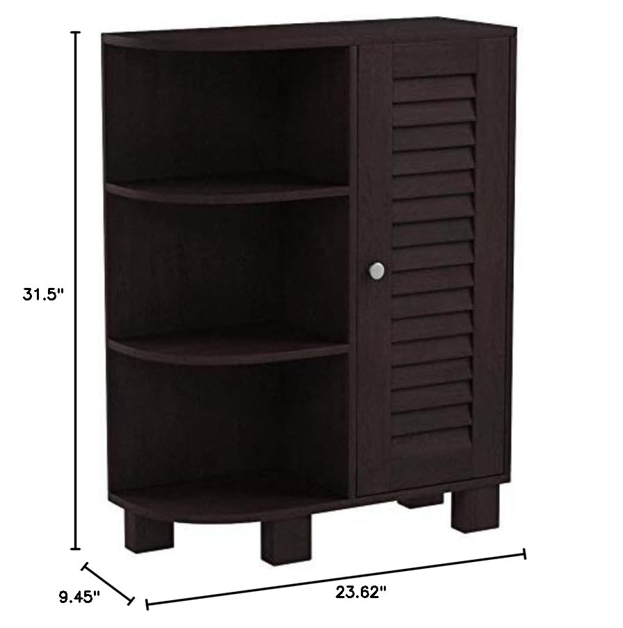 Furinno Indo Storage Shelf Louver Door Cabinet, Espresso