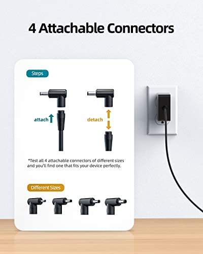 Charger for Asus Laptop, (Safety Certified by UL), Round Power Connector, 65W, 45W, 33W