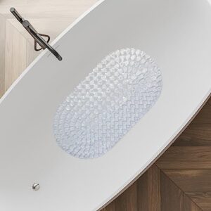 Splash Home Diamond Bathtub Mat Non-Slip, Shower Mat with 58 Suction Cups and Drain Holes Bath Mat for Tub, 27 L x 15 W Inches, Machine Washable, PVC - Clear