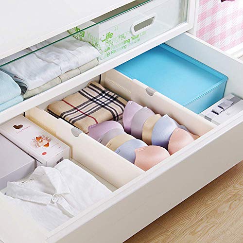 Ormeli Drawer Dividers Expandable Adjustable Dresser Drawer Organizers Divider for Clothes, Silverware and Utensils fit Kitchen, Bedroom, Bookcase, Baby Drawer with Instructions