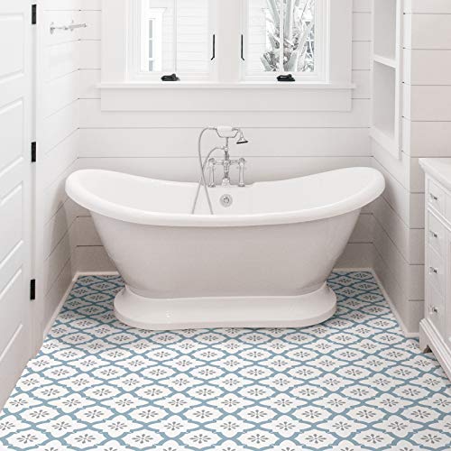 FloorPops FP2943 Alfama Peel & Stick Floor Tiles, Multicolor, Blue