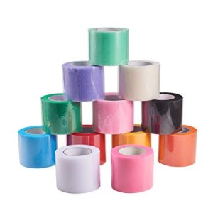 benecreat 12 roll 300 yards/900ft rainbow tulle fabric rolls netting fabric 2" by 25 yard spool for wedding party decoration, diy craft