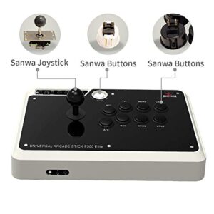 mayflash arcade stick f500 elite with sanwa buttons and sanwa joysticks for xbox series s/x, xbox one, 360, ps4, ps3, switch, android, windows, macos, raspberry pi, steam, neogeo mini, sega mega drive/genesis mini