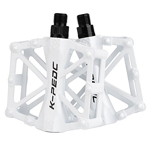 boruizhen Aluminium CNC Bike Platform Pedals Lightweight Road Cycling Bicycle Pedals for MTB BMX (White)