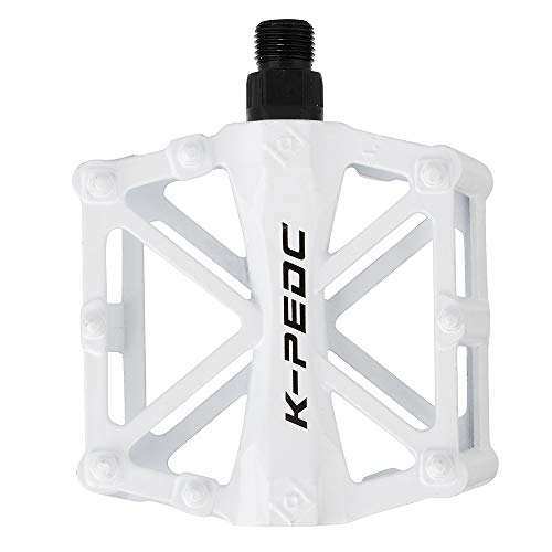 boruizhen Aluminium CNC Bike Platform Pedals Lightweight Road Cycling Bicycle Pedals for MTB BMX (White)