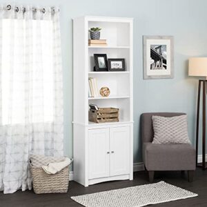 prepac tall bookcase with 2 shaker doors, 80" h, white