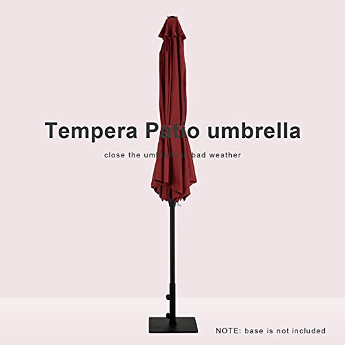 Tempera 10' Outdoor Market Patio Table Umbrella with Auto Tilt and Crank,Large Sun Umbrella with Sturdy Pole&Fade resistant canopy,Easy to set,Chili