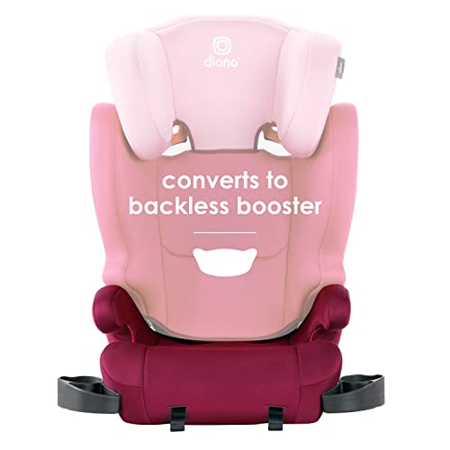 Diono Cambria 2 XL, Dual Latch Connectors, 2-in-1 Belt Positioning Booster Seat, High-Back to Backless Booster with Space and Room to Grow, 8 Years 1 Booster Seat, Pink